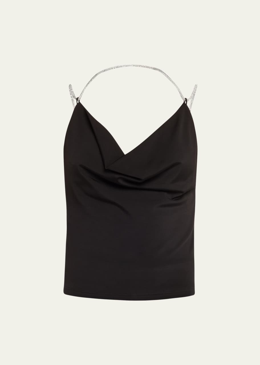 ALICE + OLIVIA Coral Crystal-Strap Cowl-Neck Top - Bergdorf Goodman