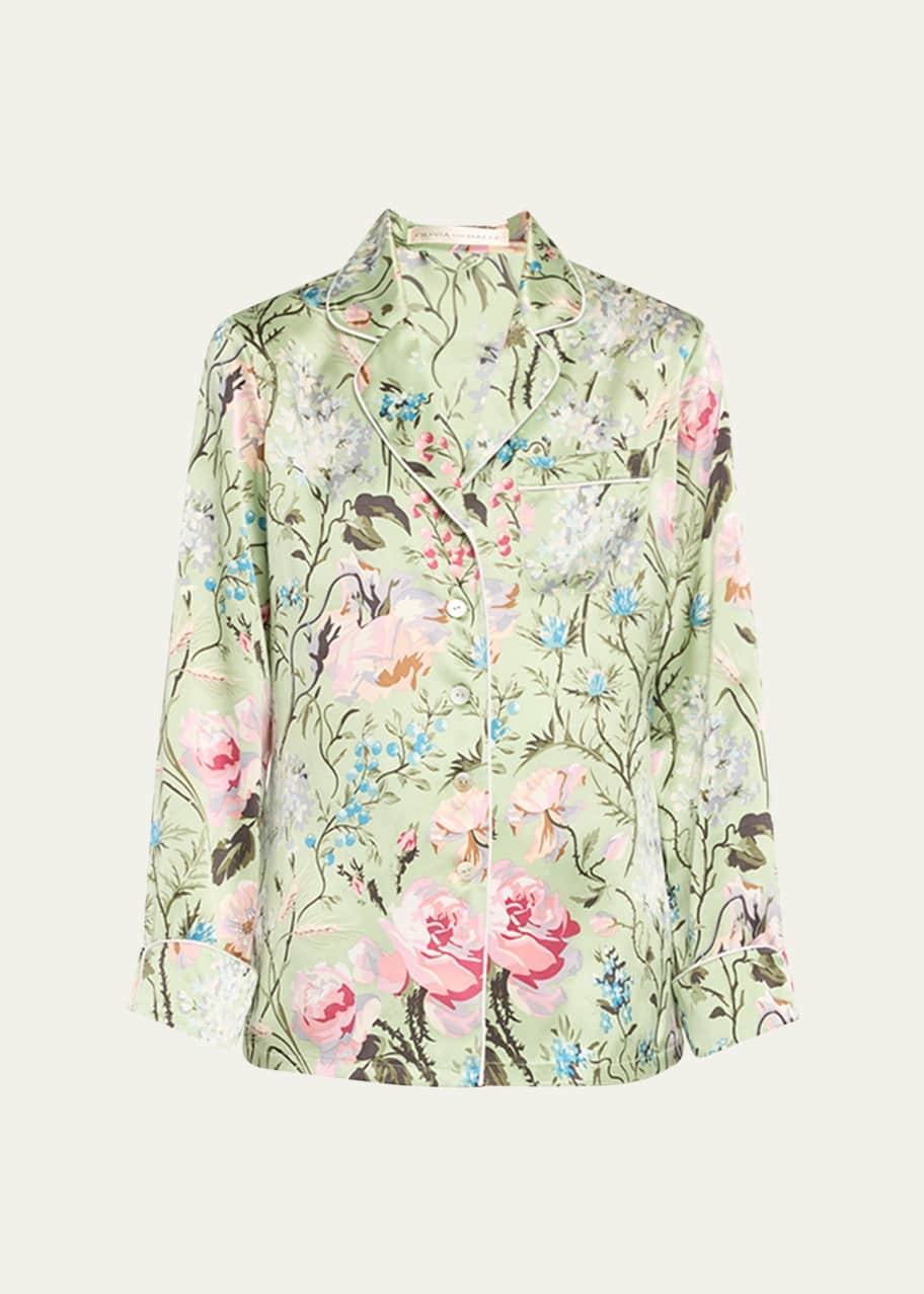 Olivia Von Halle Lila Floral Print Silk Pajama Set Bergdorf Goodman