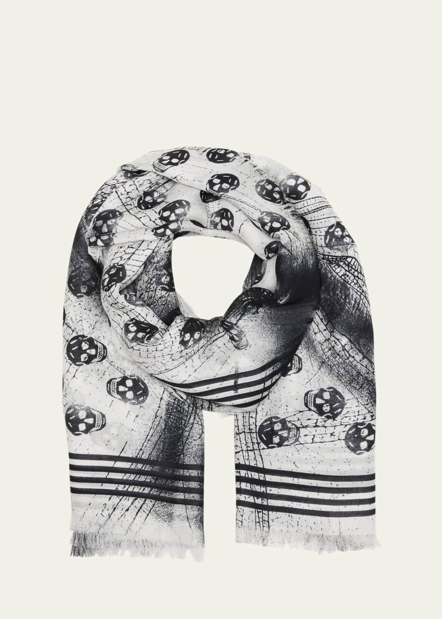 McQueen Men's Dragonfly Skull Biker Scarf - Bergdorf Goodman