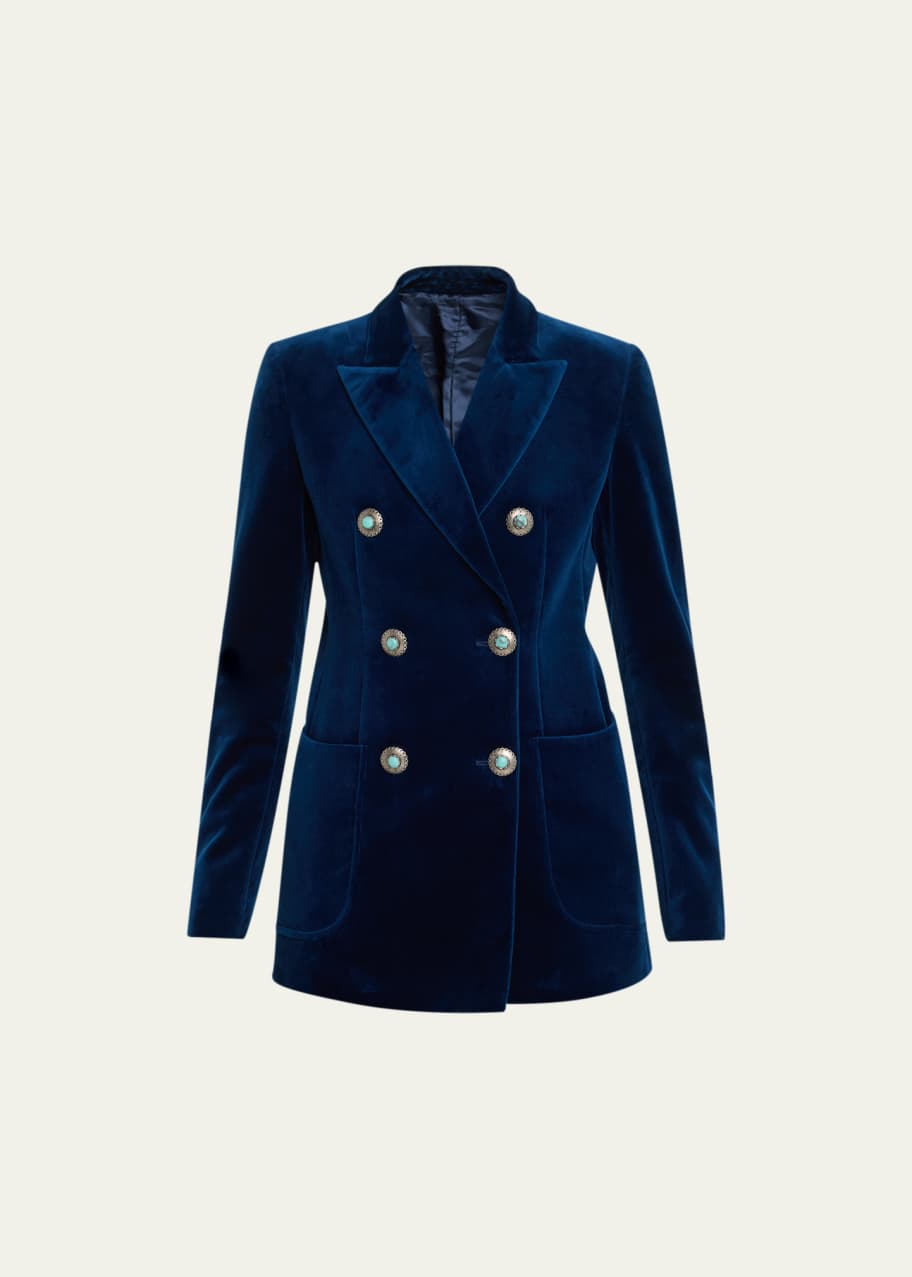 FORTELA Brandy Double-Breasted Velvet Blazer - Bergdorf Goodman