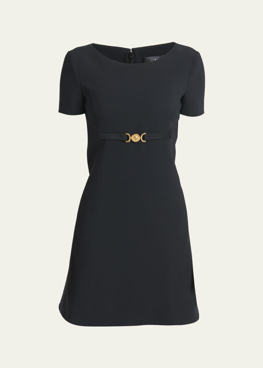 Versace Techno-Cady Short Sleeve A-Line Mini Dress - Bergdorf Goodman