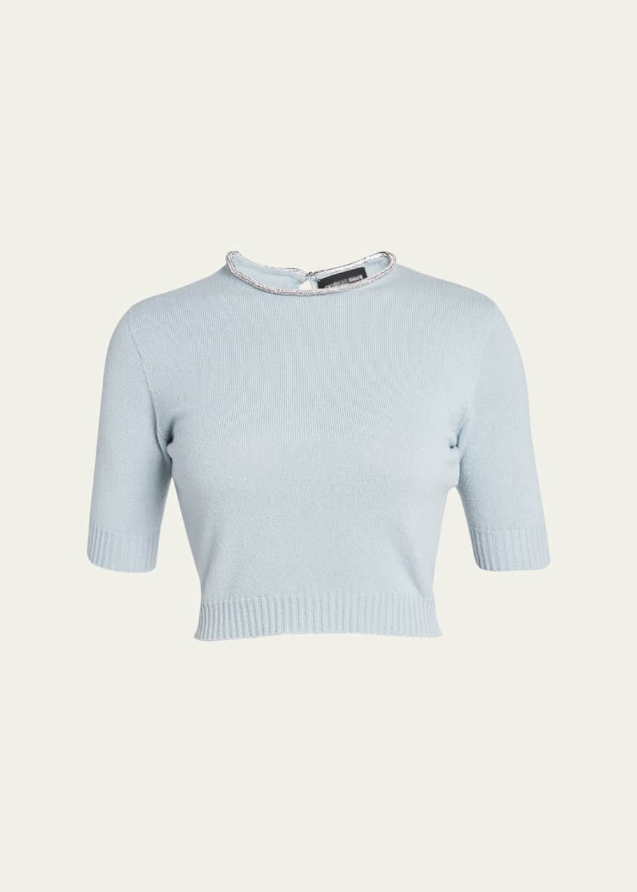 Giorgio Armani Crystal-Trim Cashmere Crop Top - Bergdorf Goodman