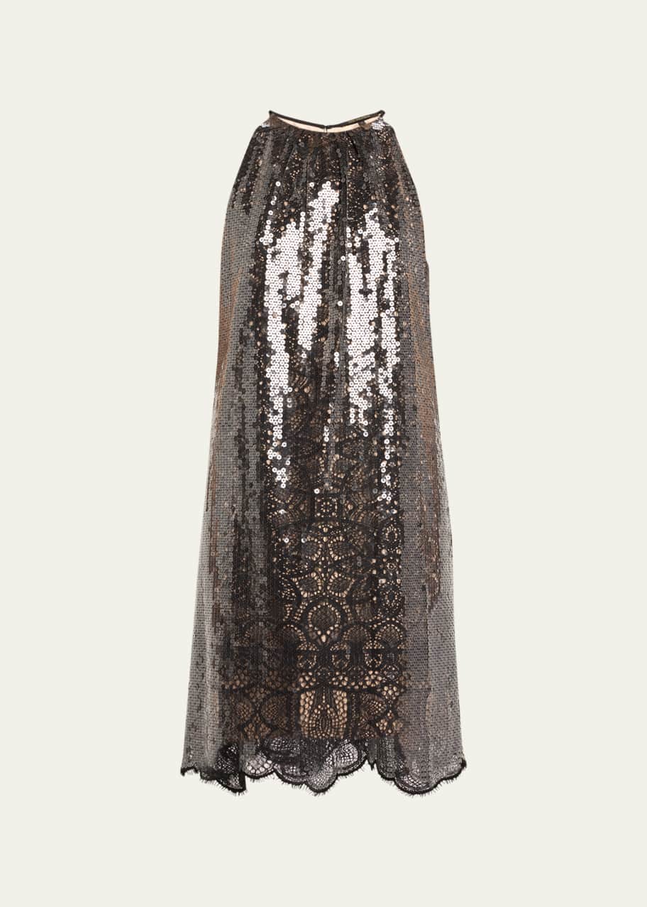 Kobi Halperin Maya Sequin Lace Halter Midi Dress - Bergdorf Goodman