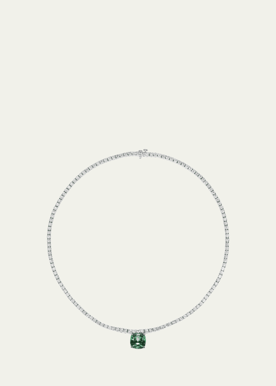 SONYA K. Medium Diamond Taylor Necklace with Tourmaline Pendant ...