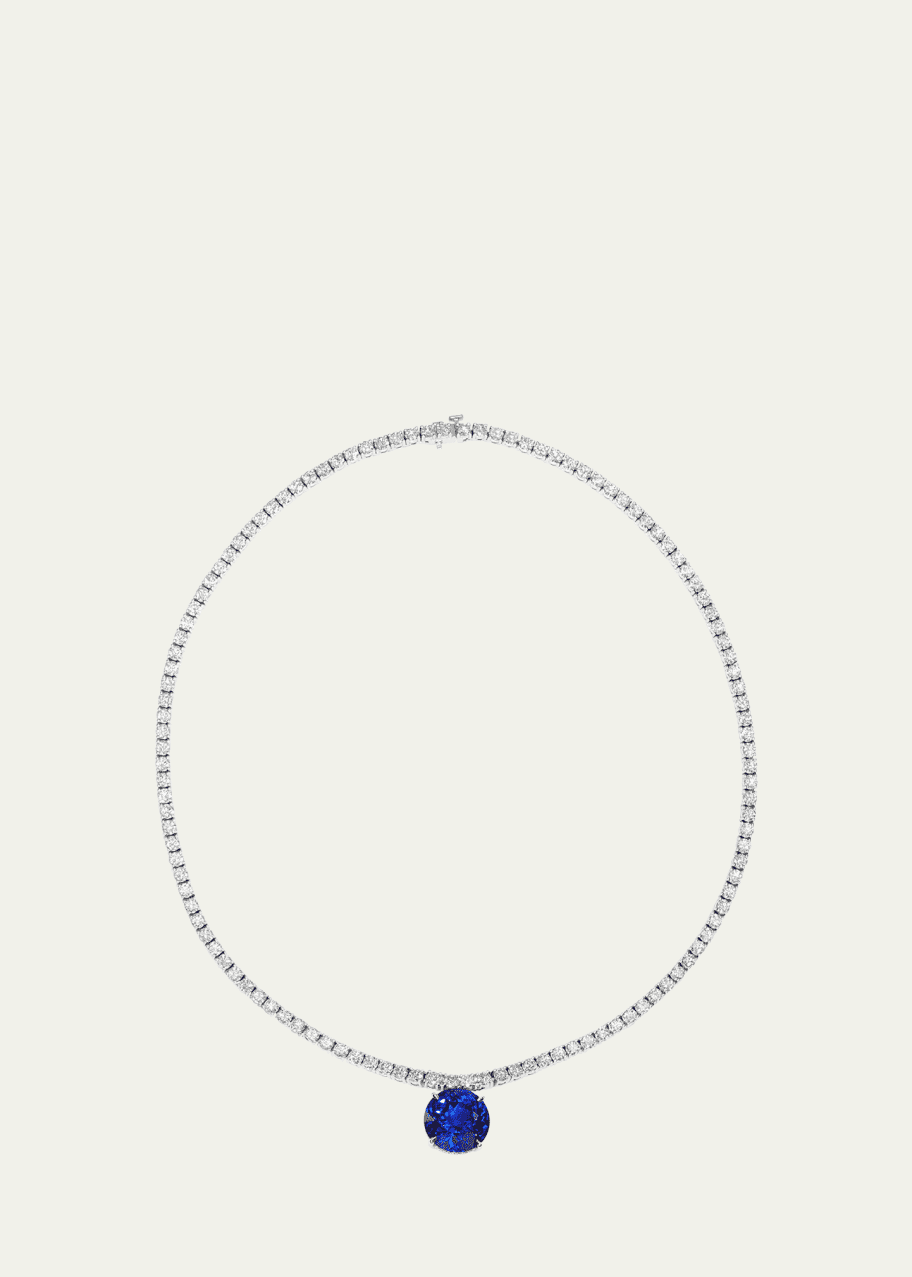 SONYA K. Large Diamond Taylor Necklace with Tanzanite Pendant ...