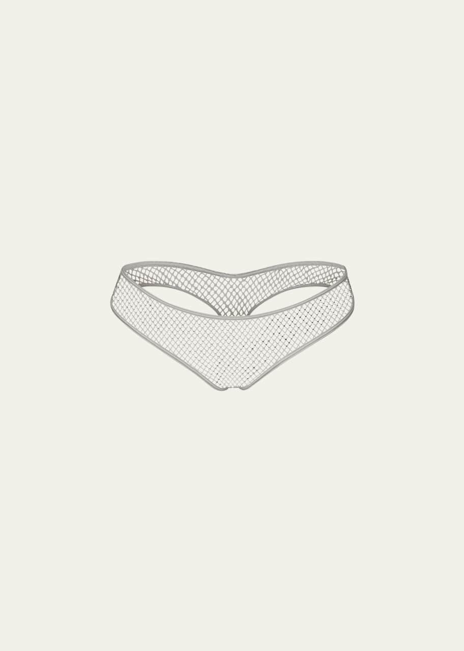 SWAROVSKI x SKIMS Stretch Net Crystal-Embellished Dipped Thong ...