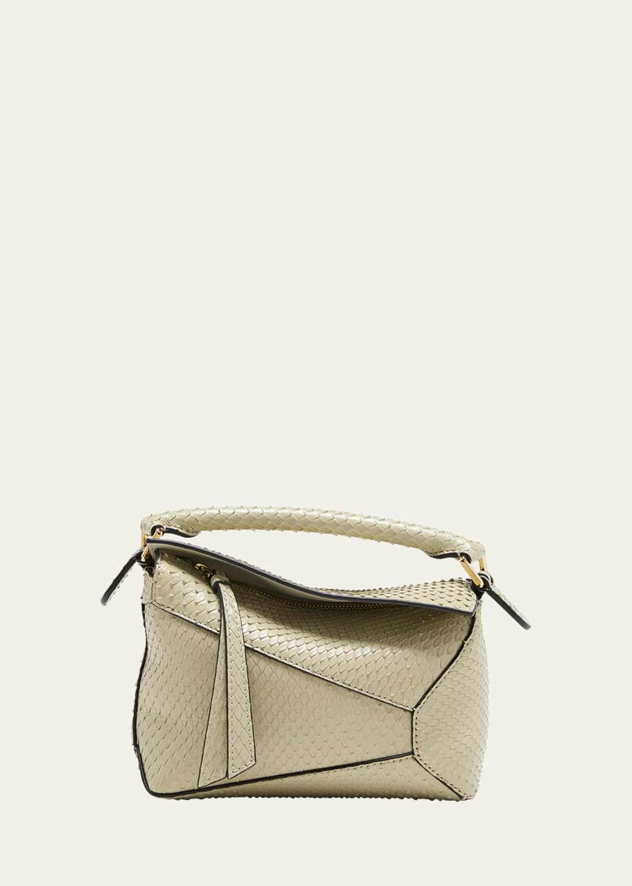 Loewe Puzzle Edge Mini Shiny Python Top-Handle Bag - Bergdorf Goodman