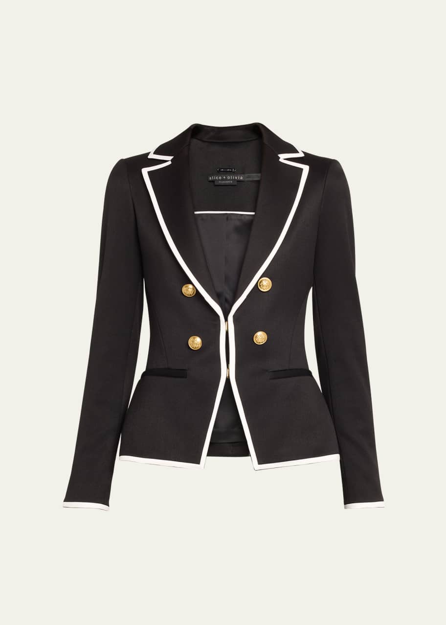 Alice + Olivia Mya Fitted Contrast Binding Blazer - Bergdorf Goodman