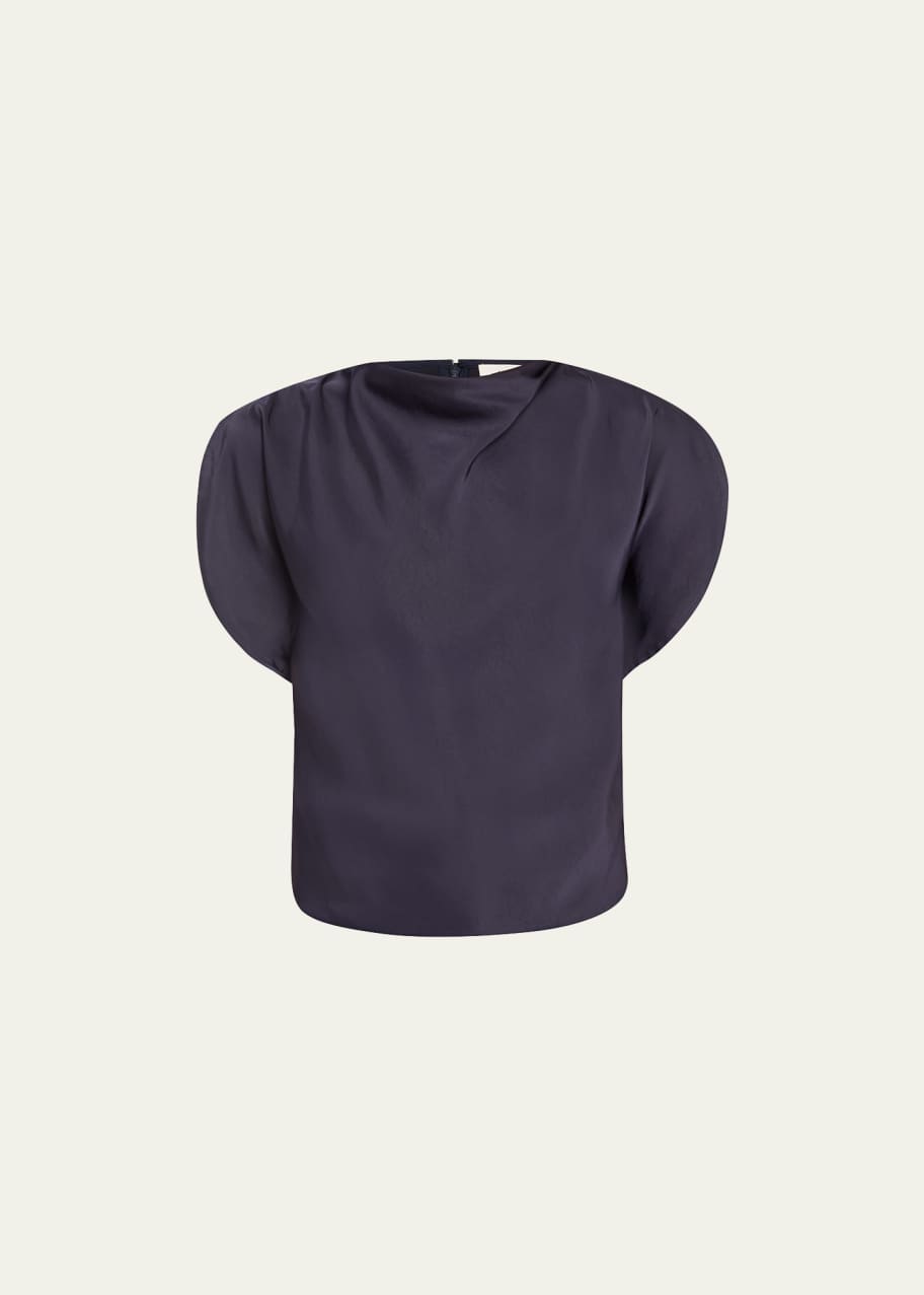 A.L.C. Nadia Satin Petal-Sleeve Top - Bergdorf Goodman