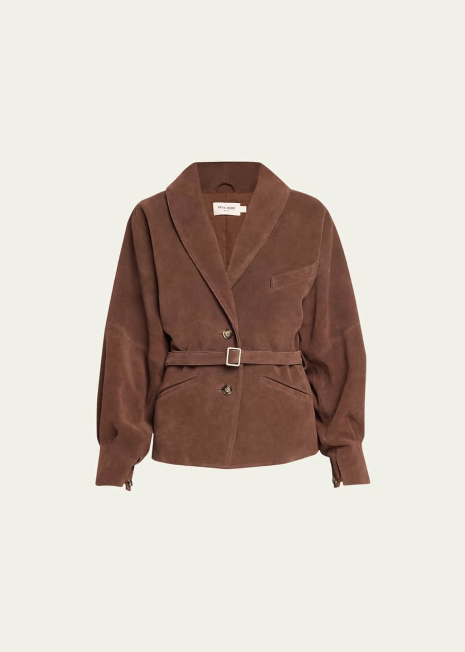 Still Here Estate Suede Puff-Sleeve Belted Blazer - Bergdorf Goodman