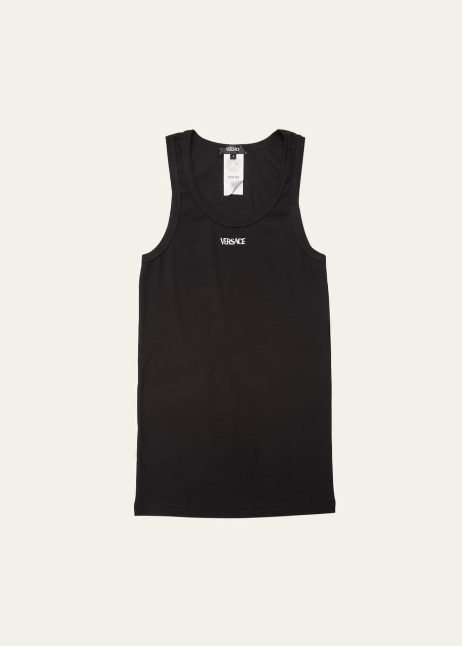 Versace Men's Embroidered Logo Tank Top - Bergdorf Goodman