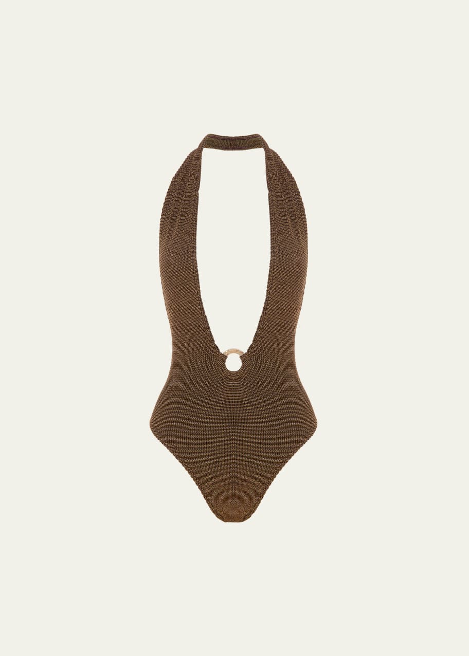 bond-eye swim Tatiana Plunging Halter One-Piece Swimsuit - Bergdorf Goodman
