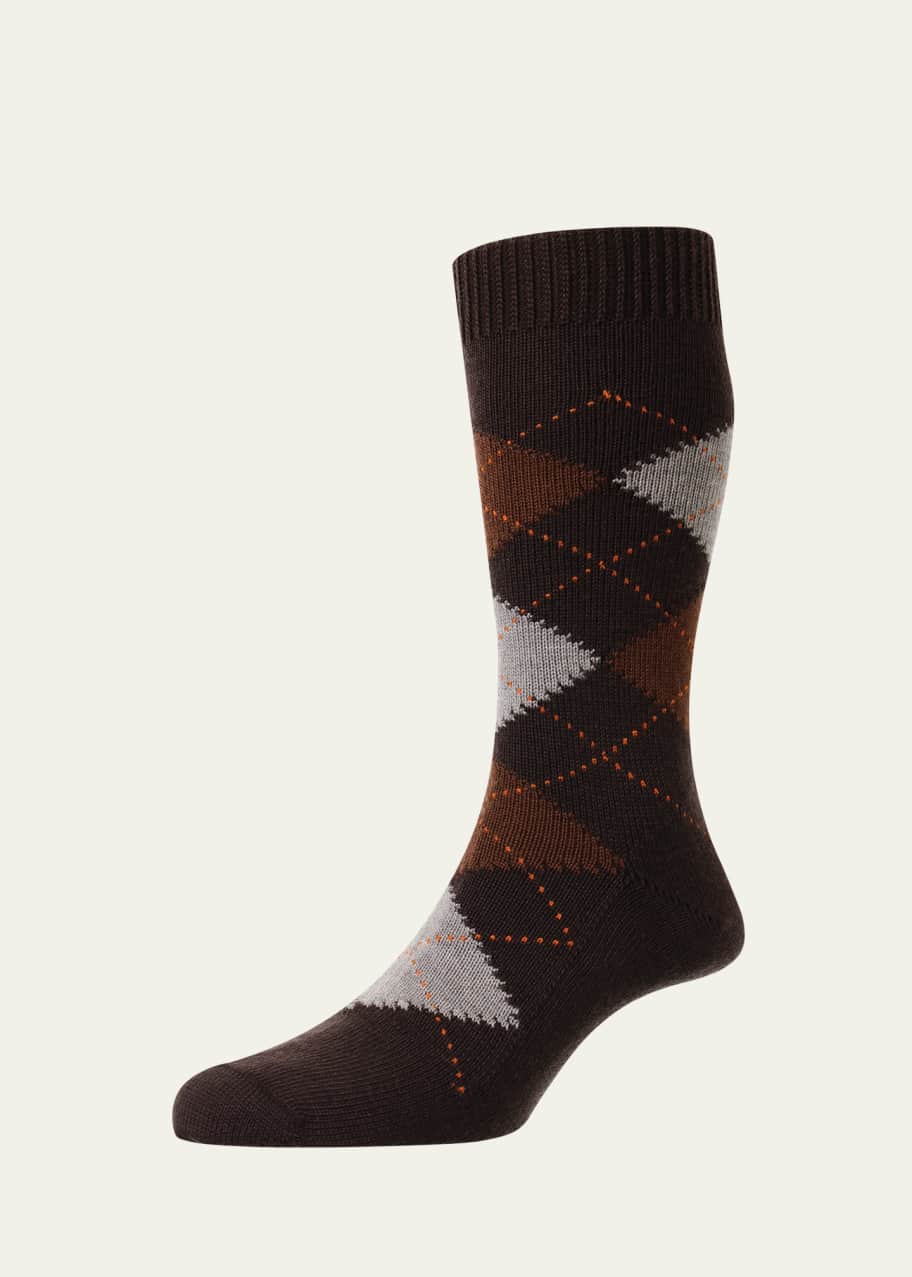 Pantherella Men's Racton Argyle Crew Socks - Bergdorf Goodman