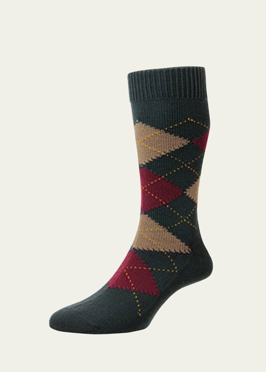 Pantherella Men's Racton Argyle Crew Socks - Bergdorf Goodman