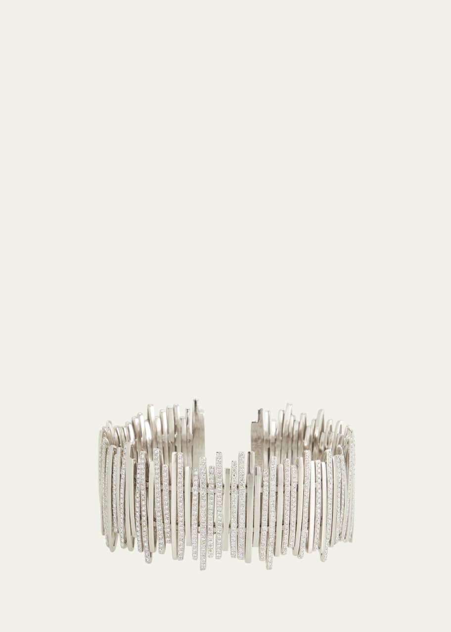 Suzanne Kalan 18k White Gold Diamond Half Pave Mega Cuff - Bergdorf Goodman
