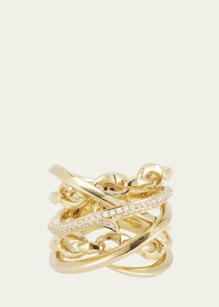 Stephen Webster Bound Together 18K Gold Band Ring with Diamonds ...