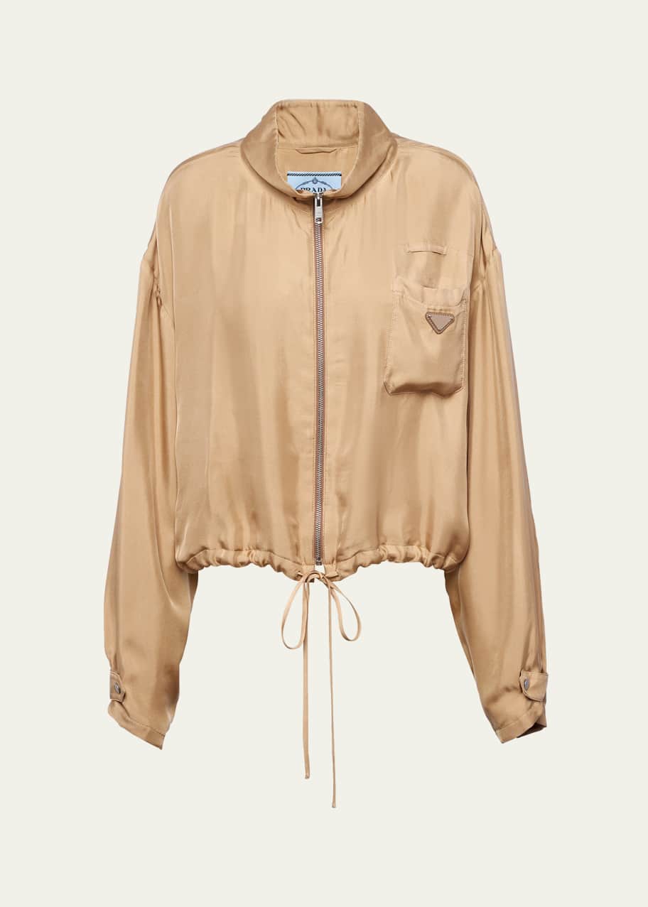 Prada Drawstring Twill Oversized Jacket - Bergdorf Goodman