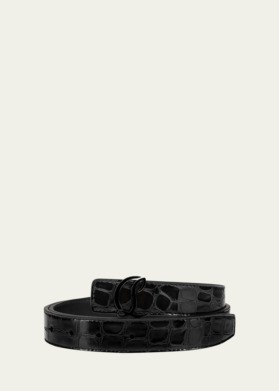 Christian Louboutin CL Logo Belt 25MM in Alligator Embossed Leather ...