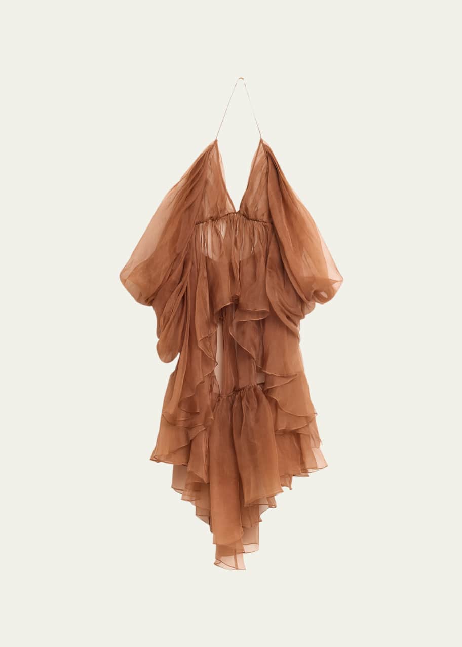 Zimmermann Natura Sheer Gathered Halter Top - Bergdorf Goodman