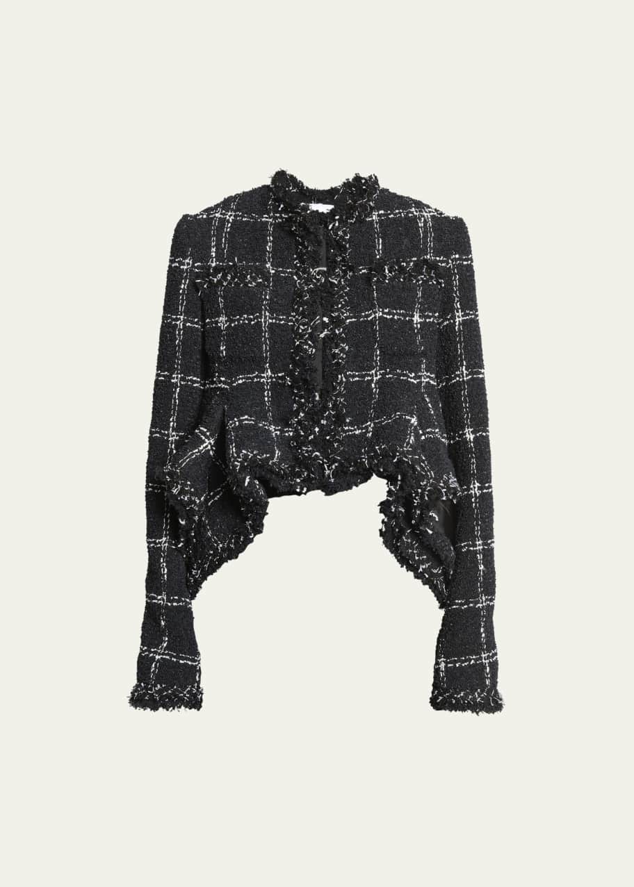 SACAI Tweed Frayed Ruffle Hem Jacket - Bergdorf Goodman