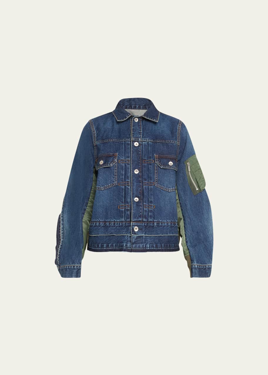 SACAI Nylon Back Denim Jacket - Bergdorf Goodman