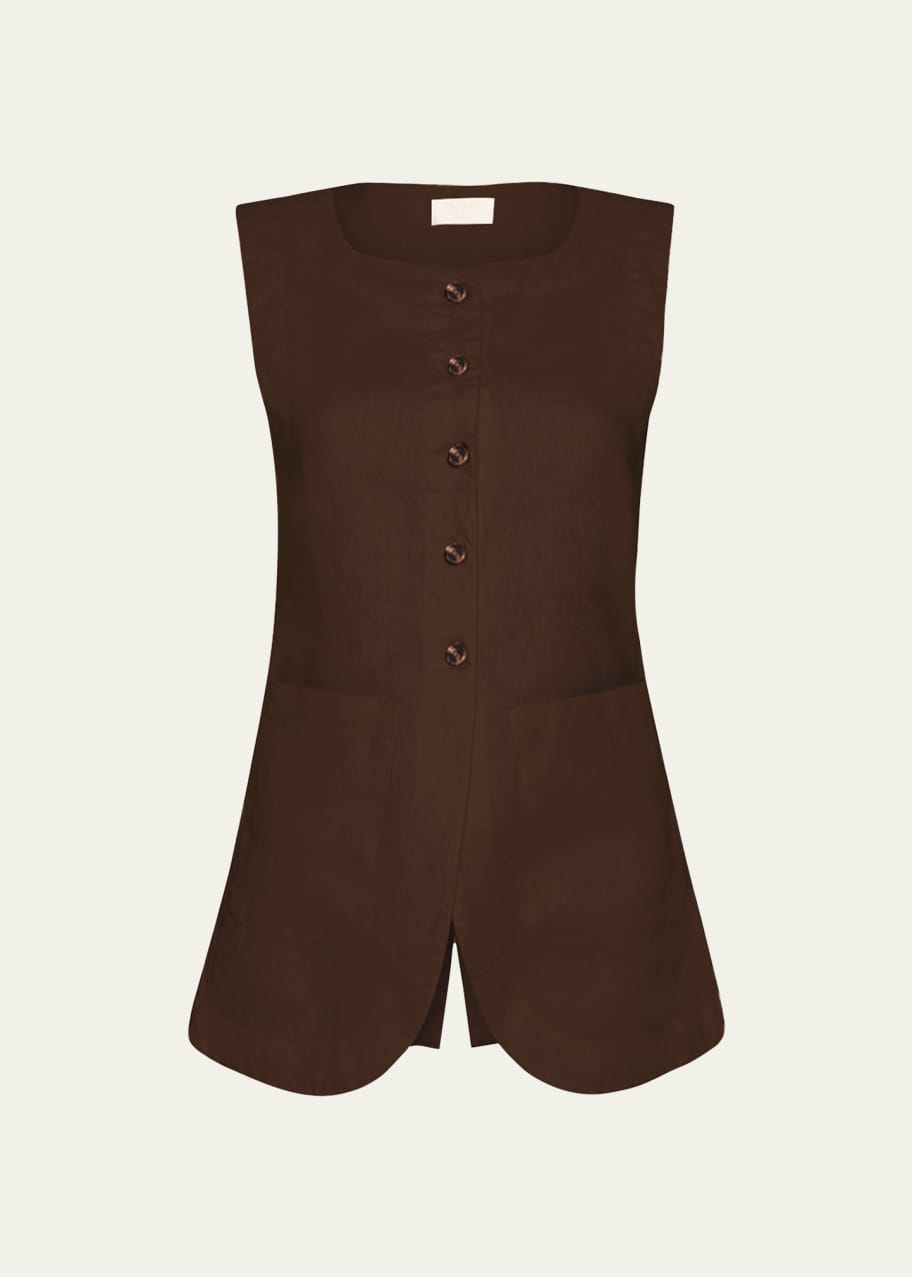 Posse Emma Linen Cutaway Vest - Bergdorf Goodman
