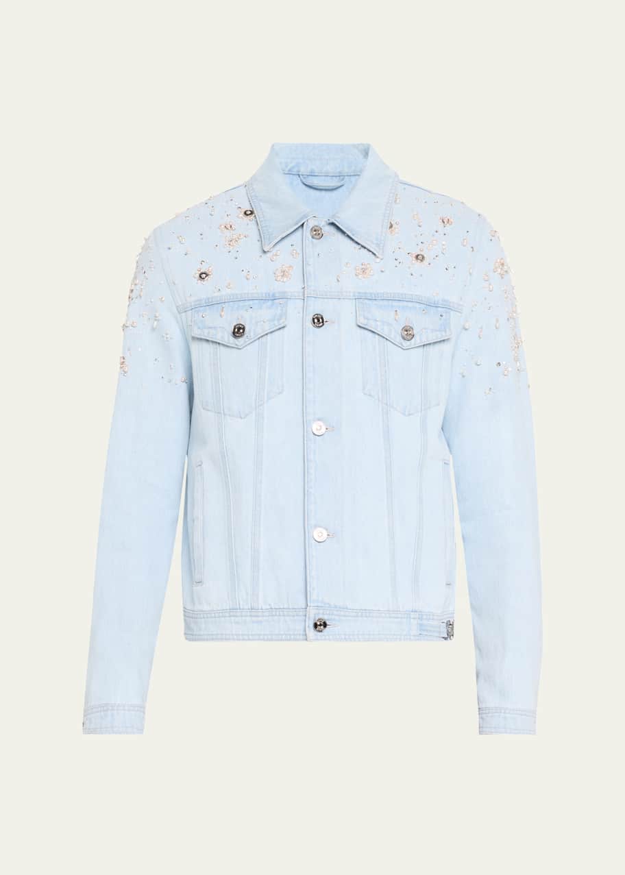 Versace Men's Pearly Embellished Denim Jacket - Bergdorf Goodman