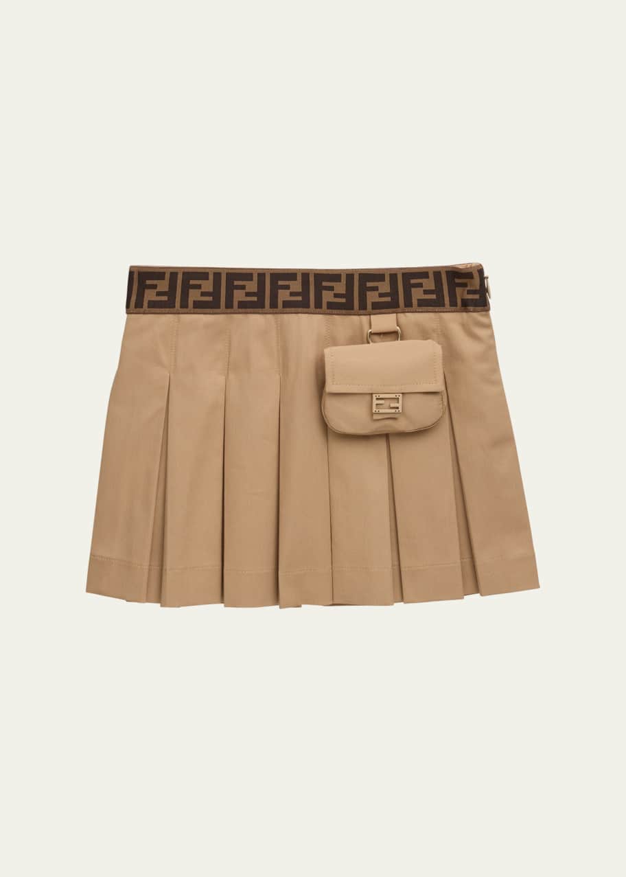 Fendi Girl's Pleated FF Mini Skirt with Pouch, Size 3-6 - Bergdorf Goodman