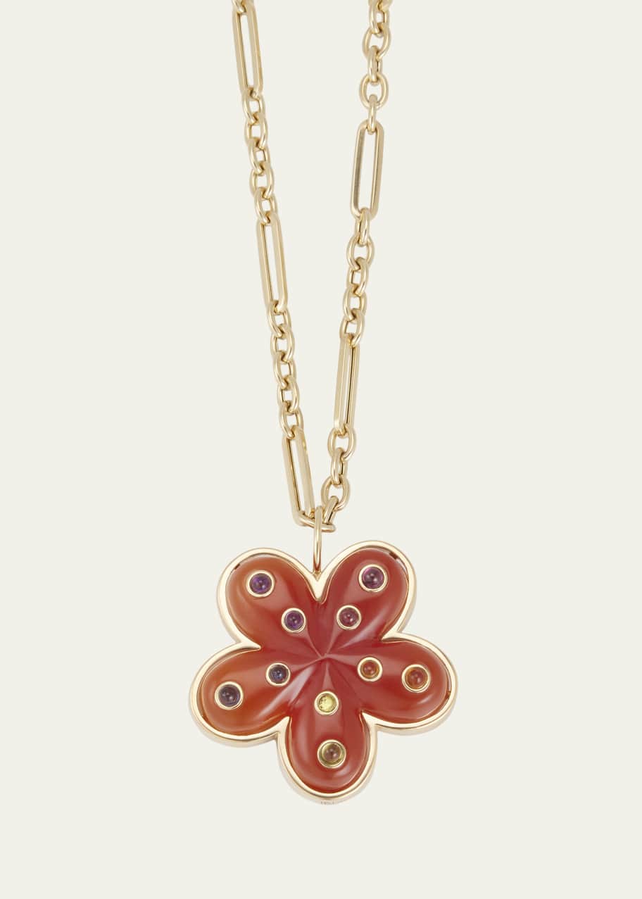 Brent Neale 18K Carved Carnelian Flower Necklace - Bergdorf Goodman