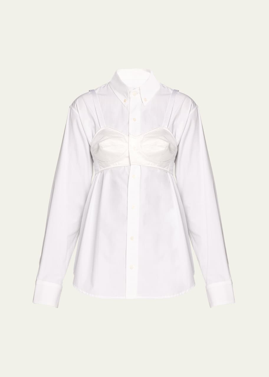 VAQUERA Bra Overlay Button Down Blouse - Bergdorf Goodman