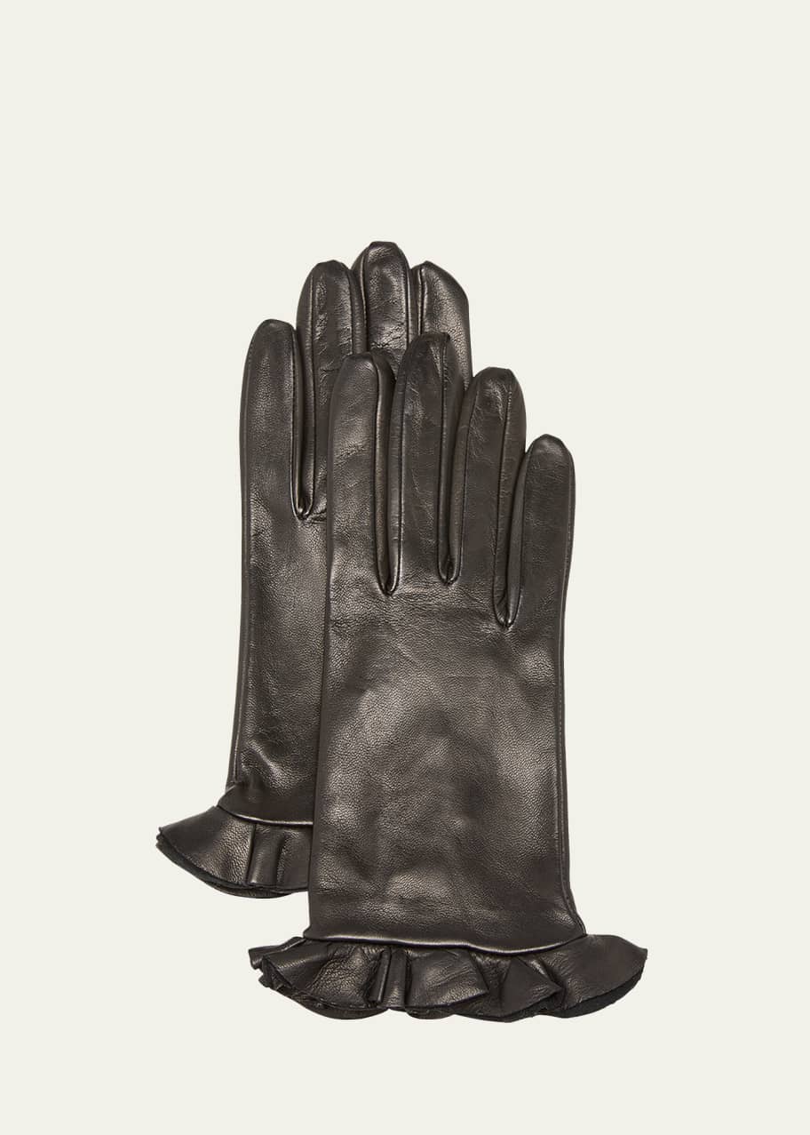 Paula Rowan Danielle Ruffled Leather Gloves - Bergdorf Goodman