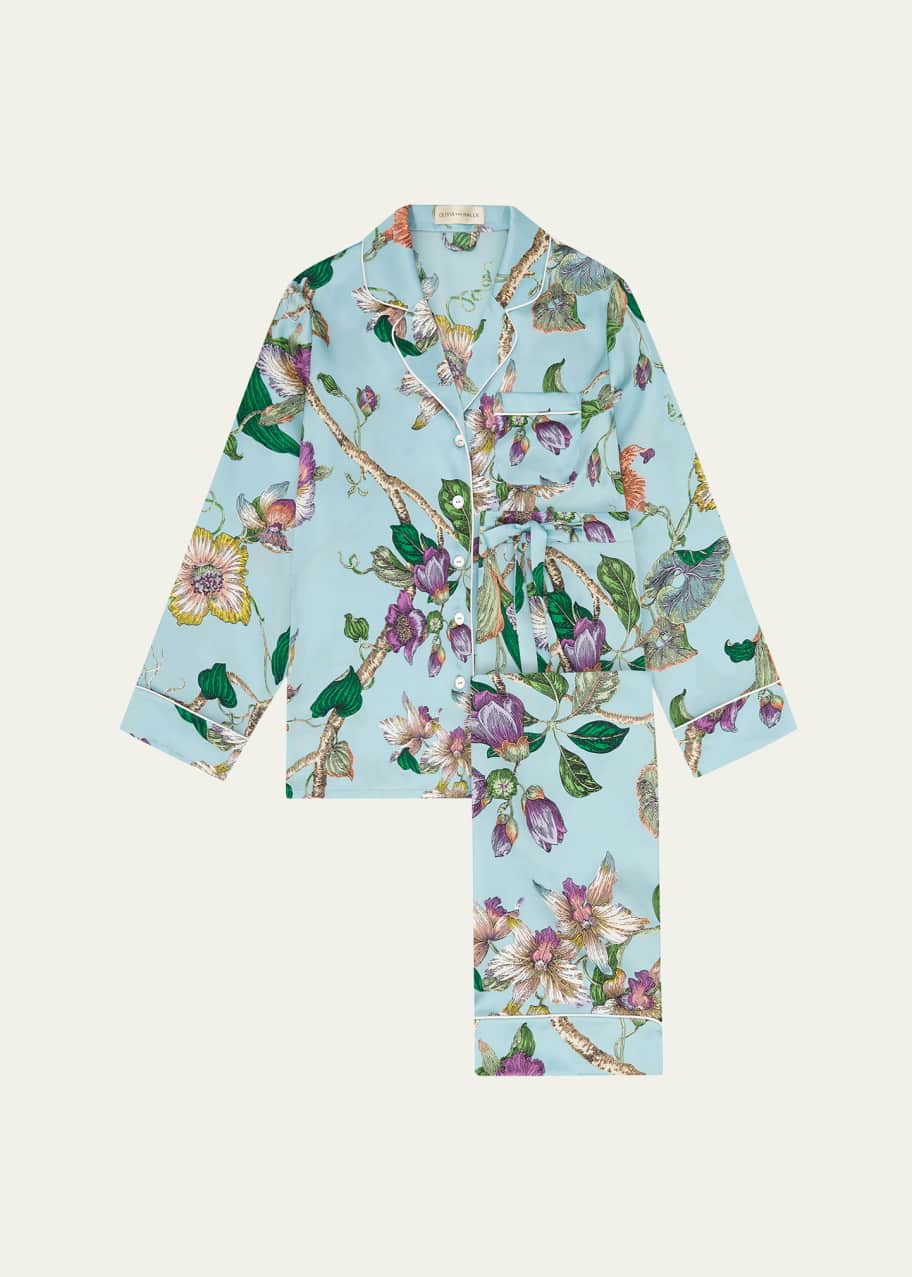 Olivia Von Halle Lila Floral Print Silk Pajama Set Bergdorf Goodman