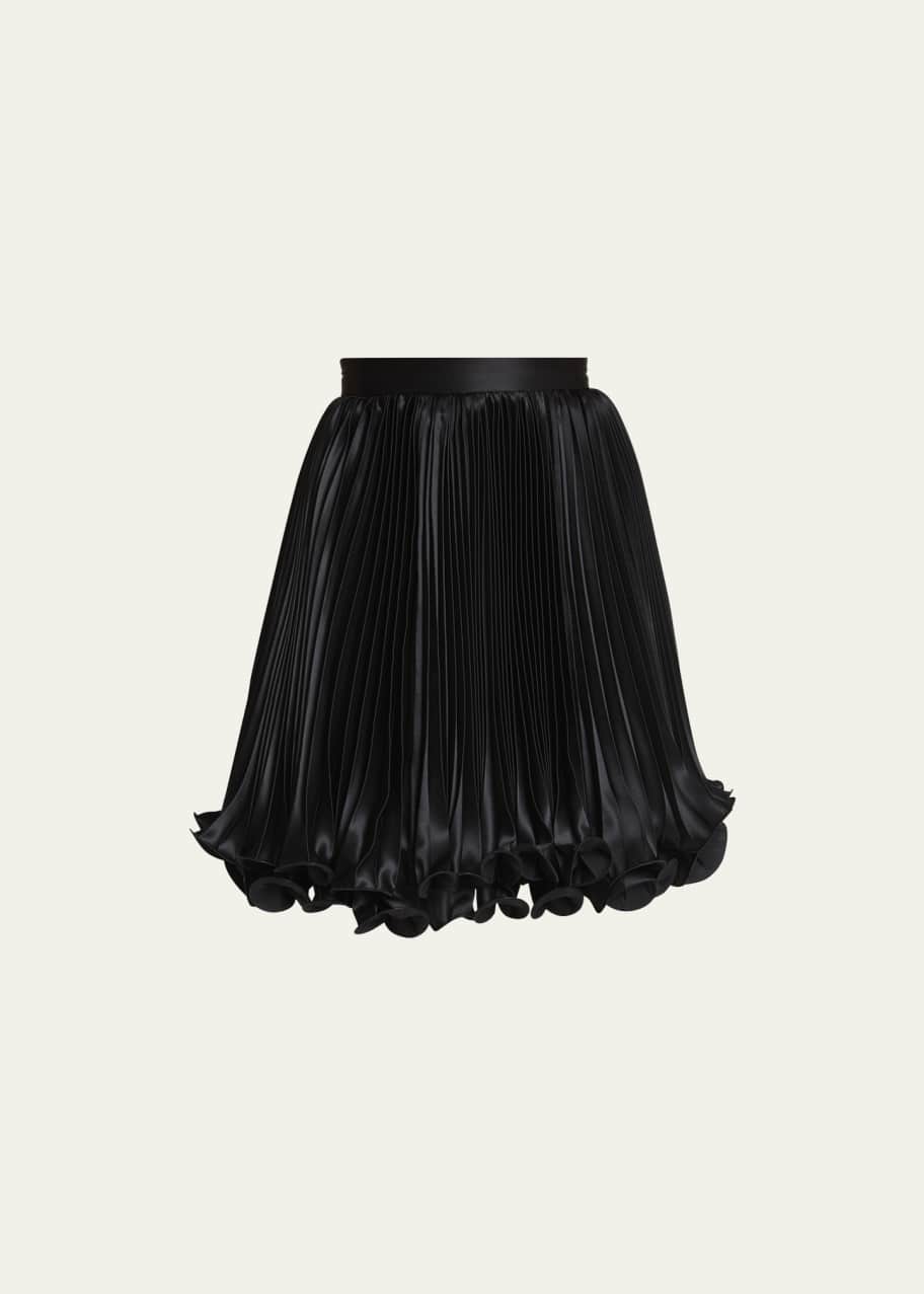 Balmain Pleated Ruffle Satin Mini Skirt - Bergdorf Goodman