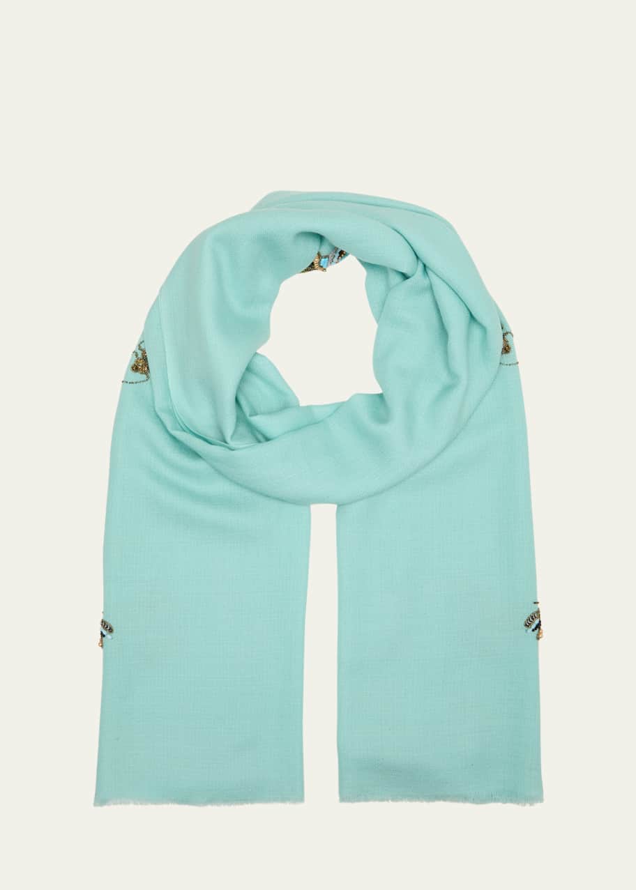 Janavi India Butterfly and Bugs Merino Wool Scarf - Bergdorf Goodman