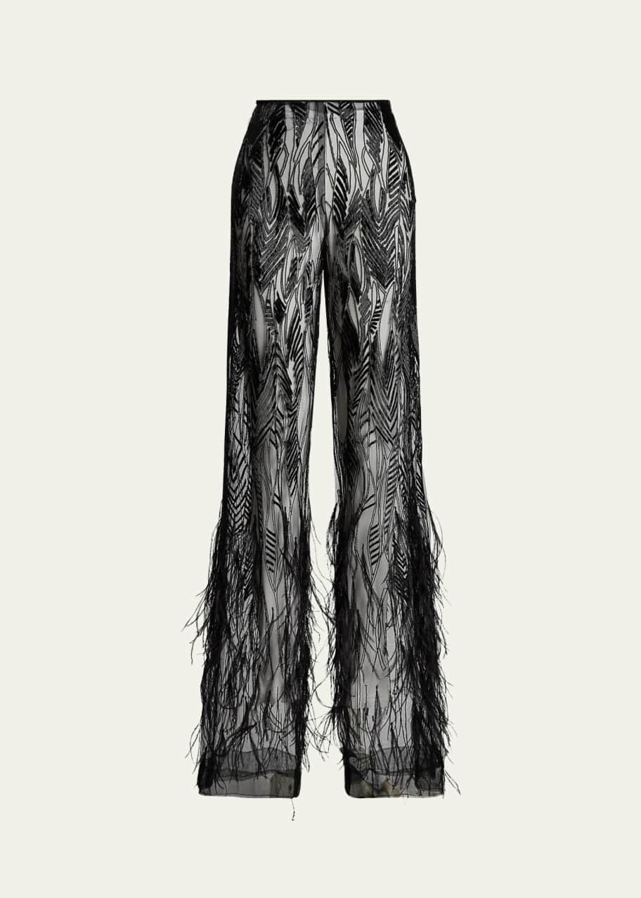 Ralph Lauren Collection Bradlee Beaded Feathered Tulle Pants - Bergdorf ...