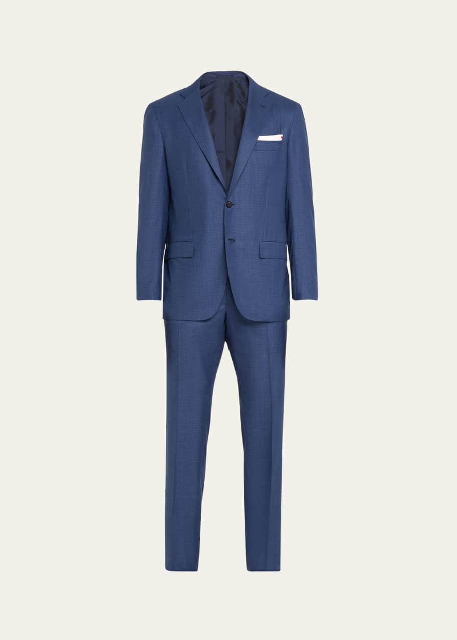 Kiton Men's Micro Check Wool Suit - Bergdorf Goodman