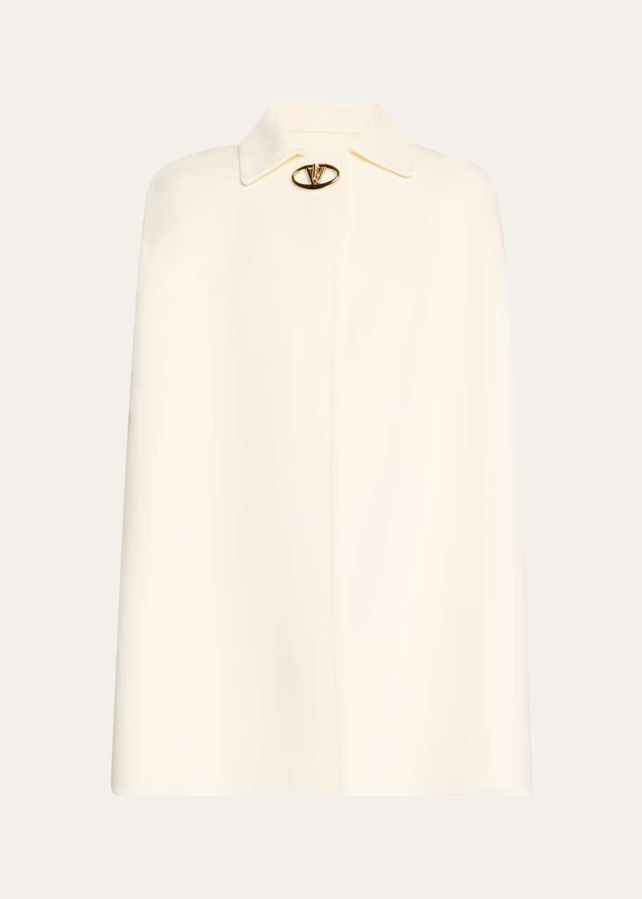 Valentino Garavani Logo Wool Cashmere Collared Cape - Bergdorf Goodman