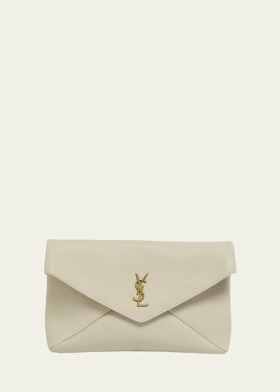 Saint Laurent Large YSL Envelope Pouch Clutch Bag in Leather - Bergdorf ...