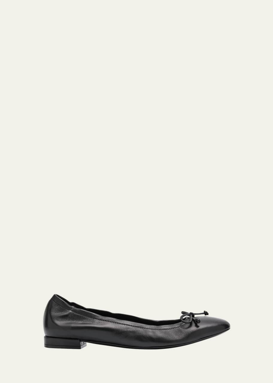 Stuart Weitzman Bria Leather Bow Ballerina Flats - Bergdorf Goodman
