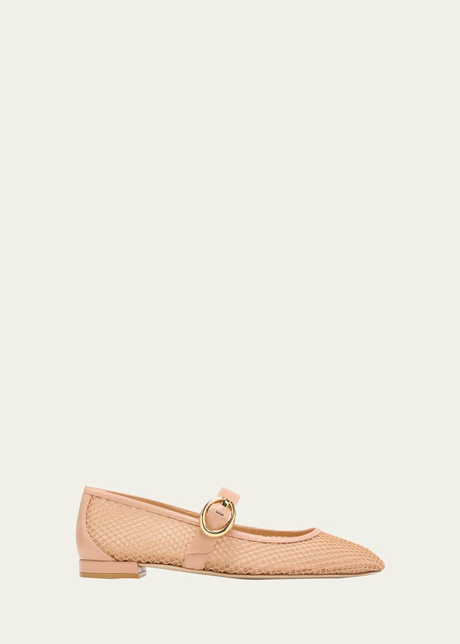 Stuart Weitzman Arabella Mesh Mary Jane Ballerina Flats - Bergdorf Goodman