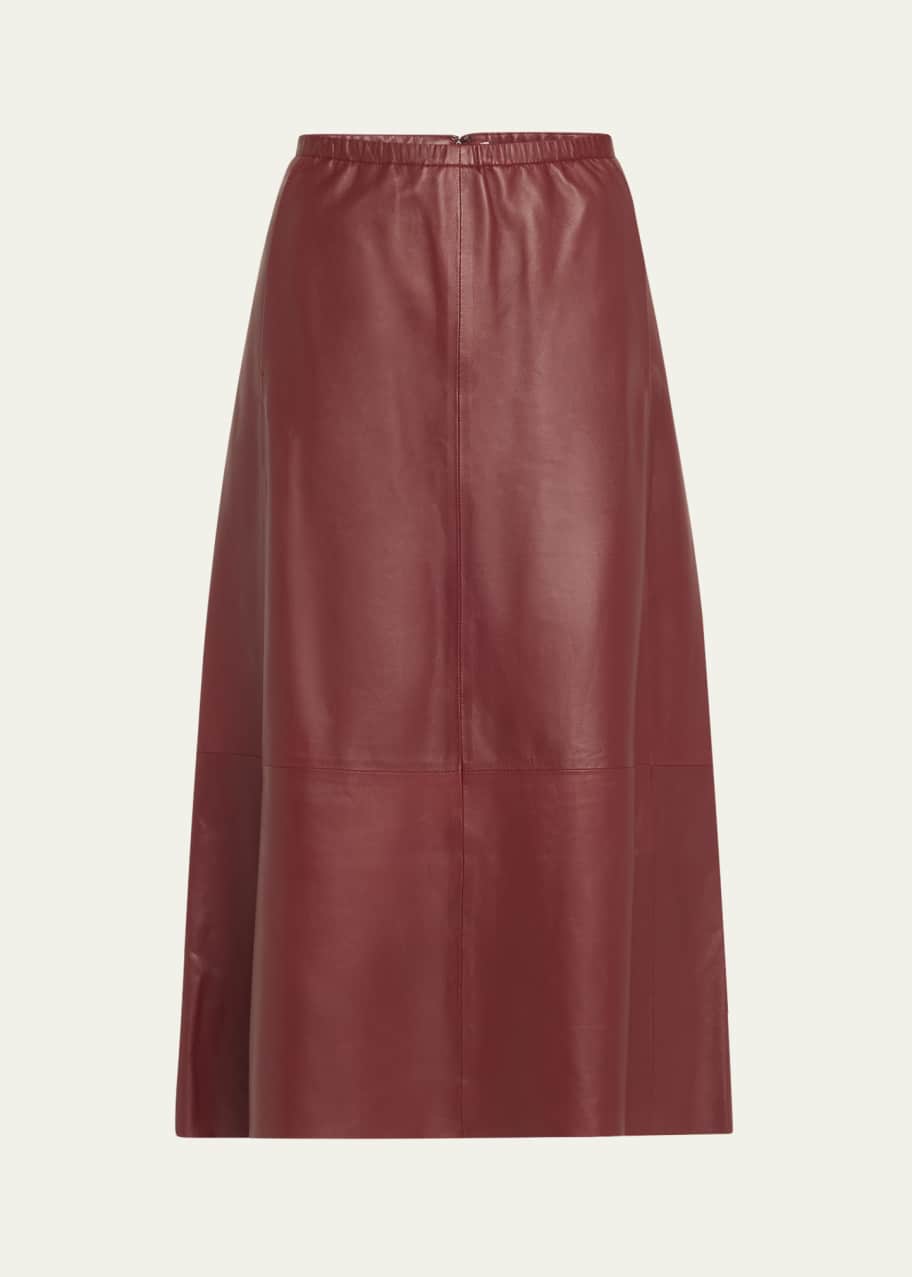 Vince Lambskin Leather Gathered Midi Skirt - Bergdorf Goodman