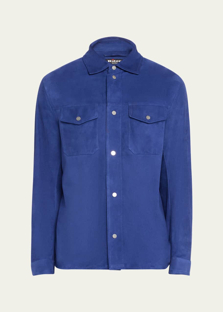 Kiton Men's Suede Snap-Front Shirt Jacket - Bergdorf Goodman