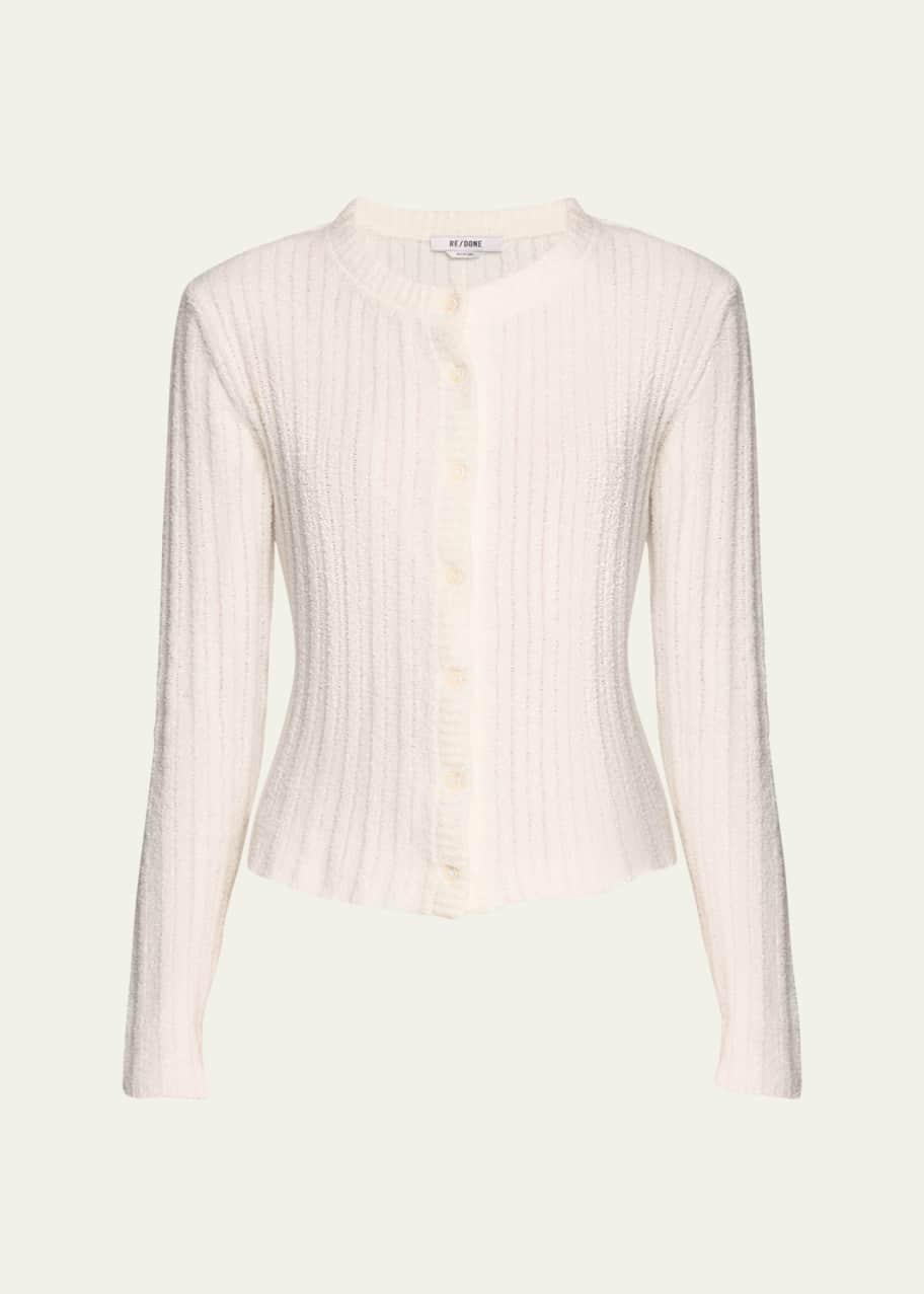 RE/DONE Terry Ribbed Cardigan - Bergdorf Goodman