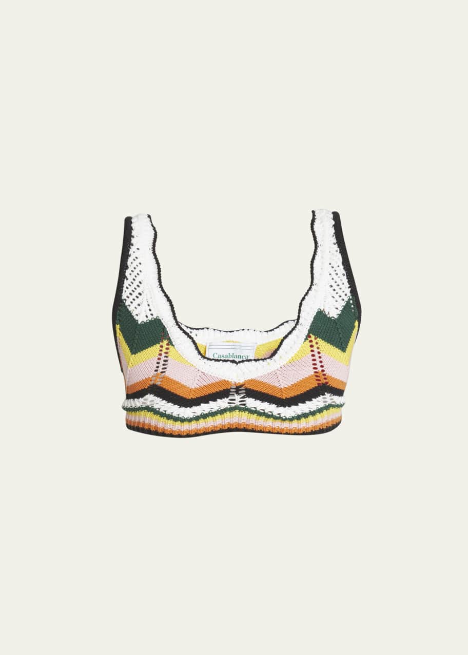 CASABLANCA Chevron Lace Knit Bra Top - Bergdorf Goodman
