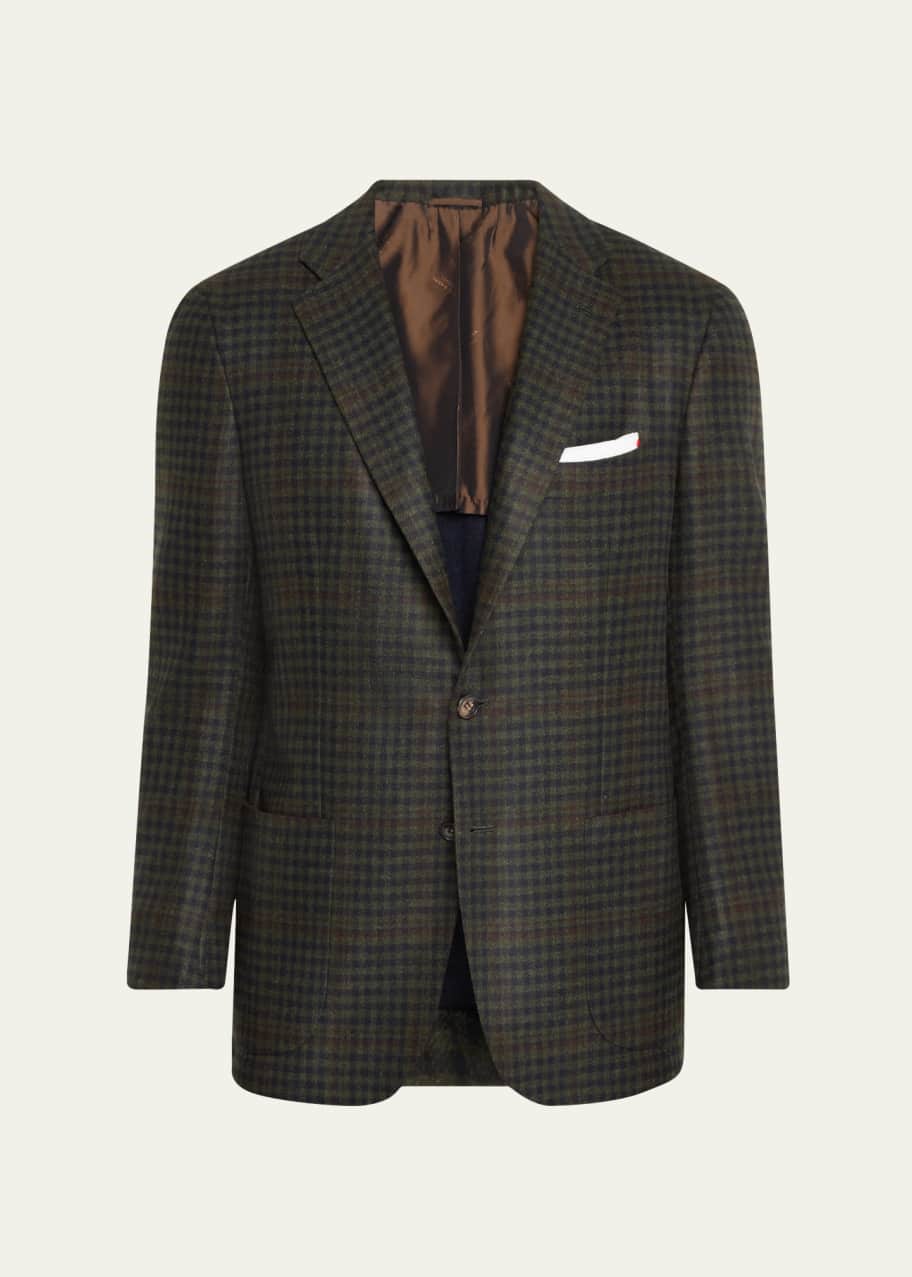 Kiton Men's Cashmere-Wool Houndstooth Sport Coat - Bergdorf Goodman