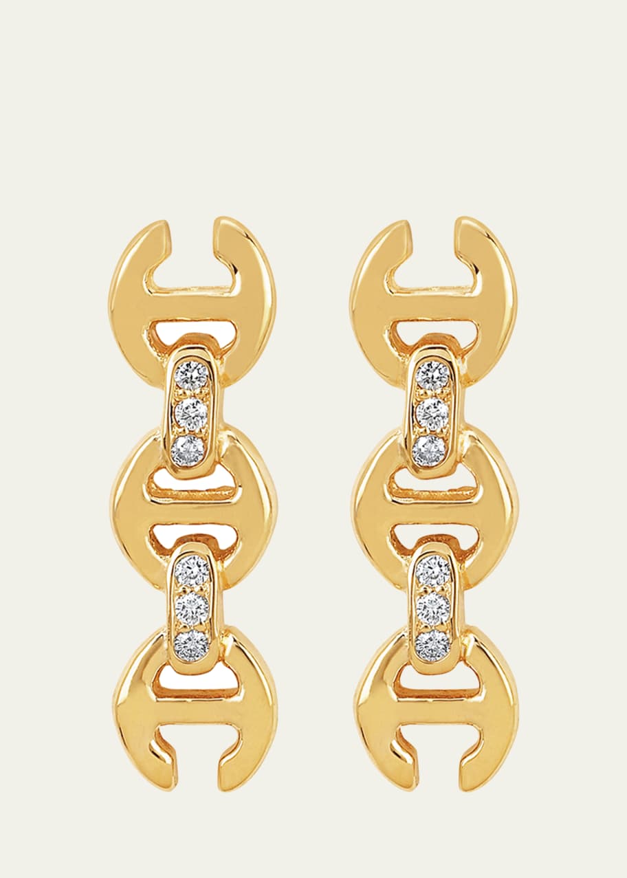 Hoorsenbuhs 18K Yellow Gold 3mm Toggle Stud Earrings with White Diamond ...