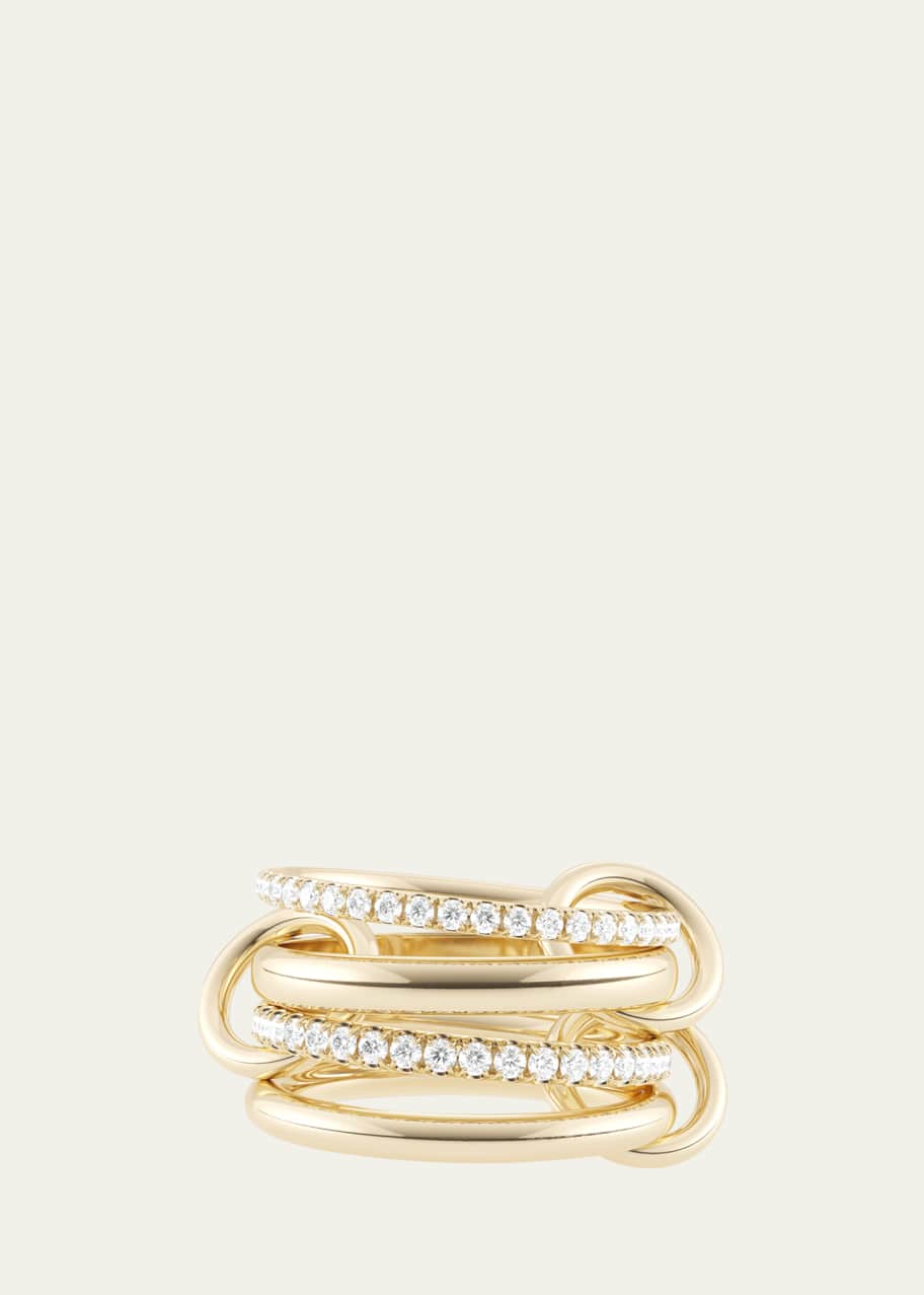 Spinelli Kilcollin 18K Yellow Gold Polaris Four Link Ring with U Pave Diamonds - Bergdorf Goodman
