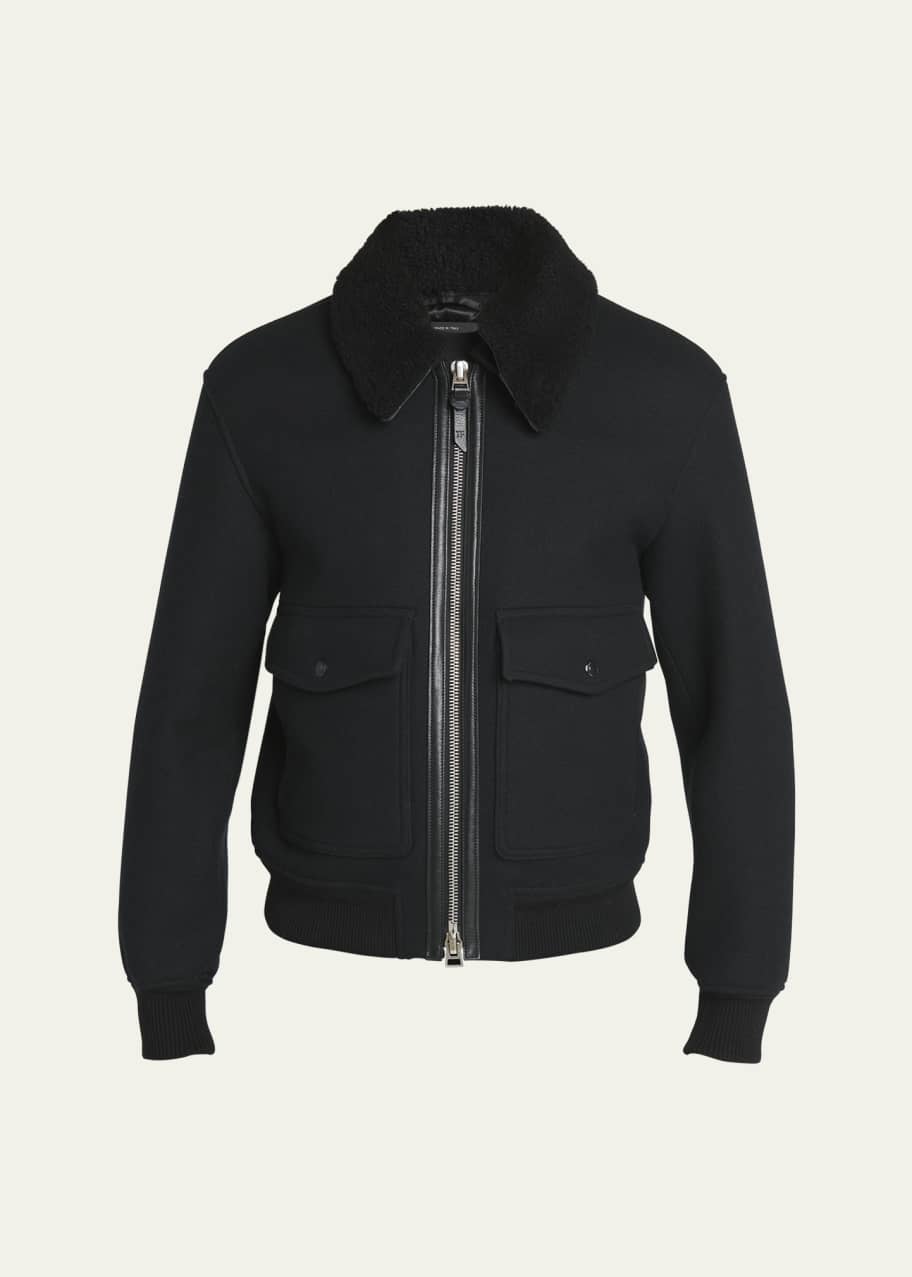 TOM FORD Men's Double-Face Wool Blend Jacket with Removable Shearling ...