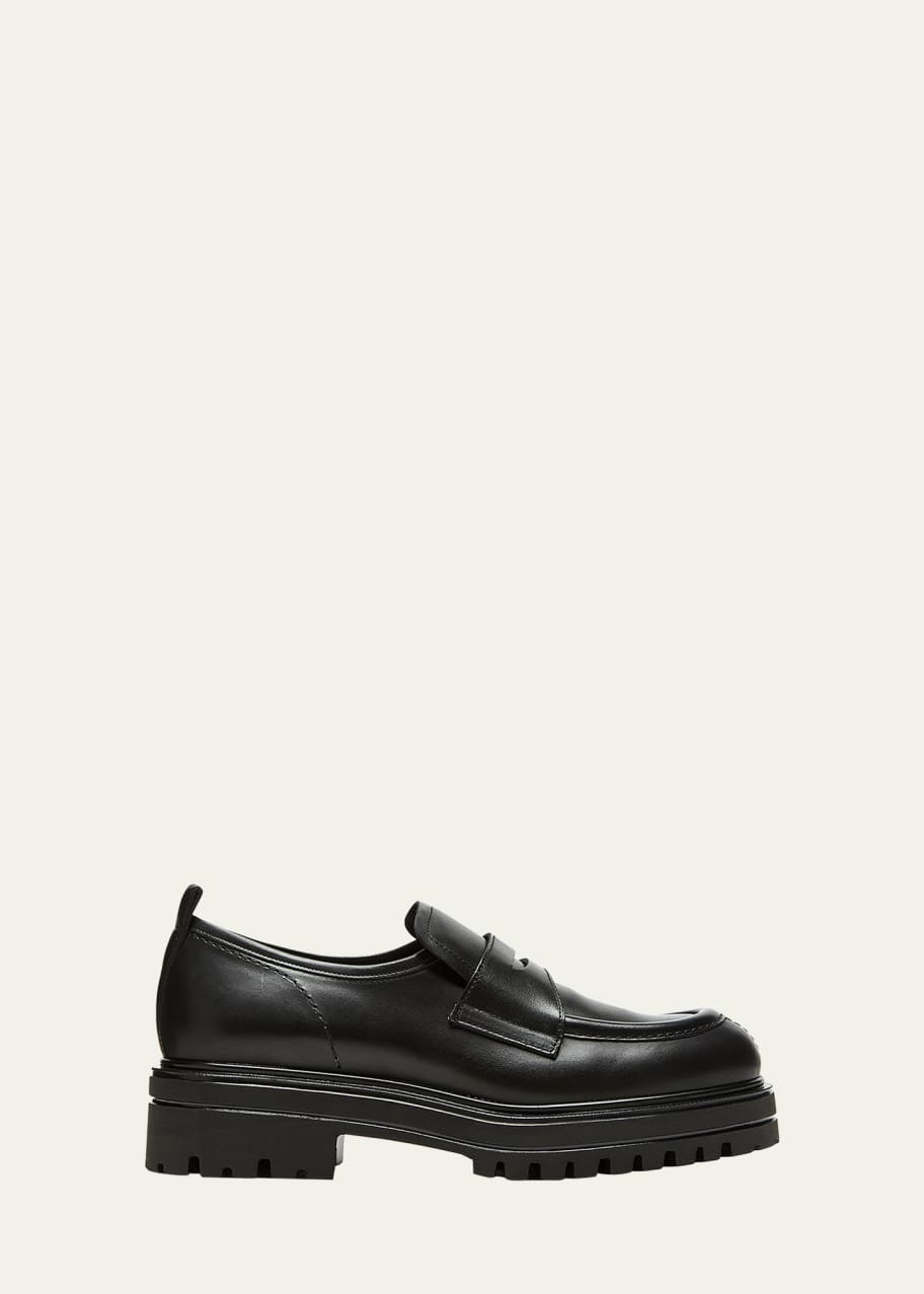 La Canadienne Tray Leather Lug-Sole Penny Loafers - Bergdorf Goodman