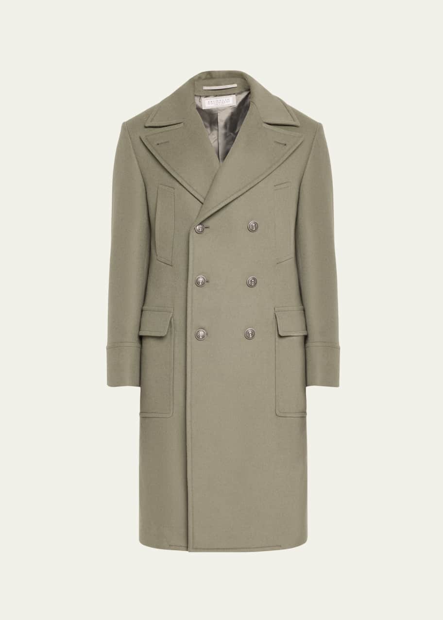 Brunello Cucinelli Men's Wool Double-Breasted Overcoat - Bergdorf Goodman